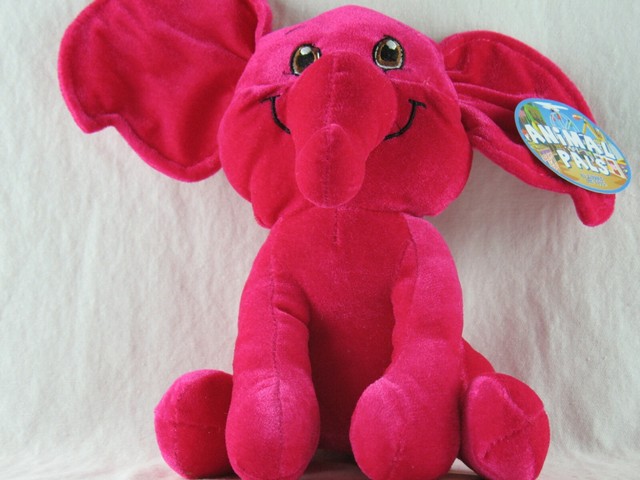 Animal Pals Plush Toy Elephant by Kuddle Me Toys Hot Pink Big Eyes for ...