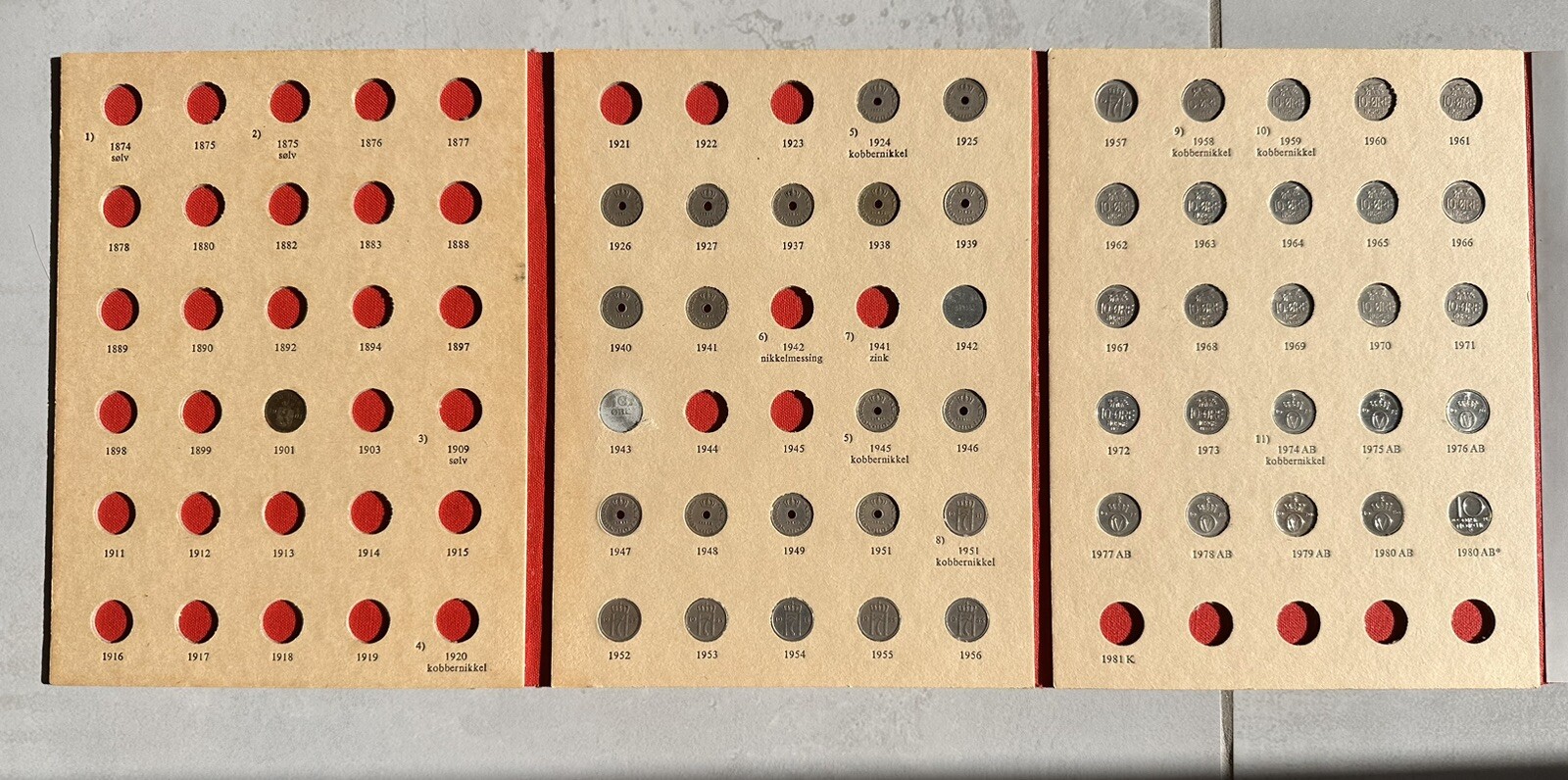 NORWAY Sieg Coin Album 54 Different 10 Øre Coins 1901-1980 Combined ...