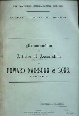 1913 Edward Fairburn & Sons Limitée,Brighouse,Yorks ,15 Pages Imprimé ...