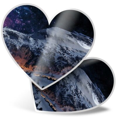 2 x Heart Stickers 15 cm - Ski Snowboard Mountain Resort Snow #46307 ...