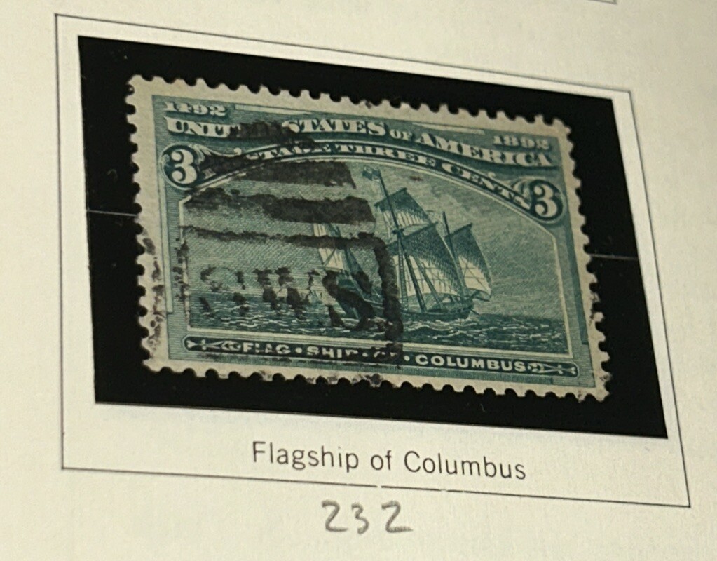 Scott Stamp Green Used 1893 232 Columbian Flag Ship US Stamps | eBay