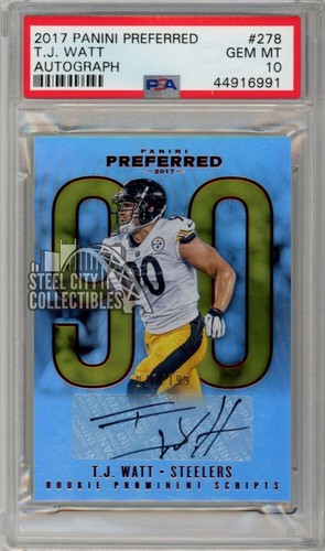 2017 Panini Preferred - Rookie Prominent Scripts Red #278 T.J. Watt ...