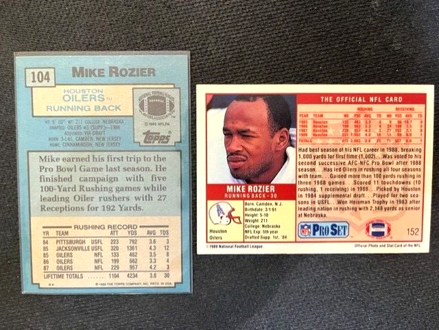 NFL - Mike Rozier 1988 Topps & 1989 Pro Set Football - Oilers | eBay