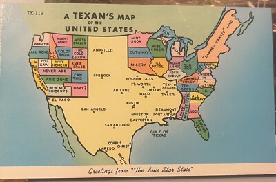 VINTAGE POSTCARD TEXAN VIEW OF THE MAP OF THE UNITED STATES TEXAS | eBay