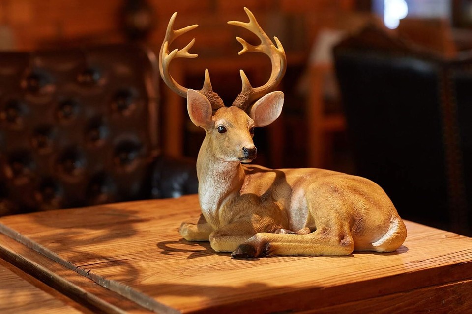 JHVYF 13" H Resin Buck Statue Home Office Decor Animal Figurine Deer ...