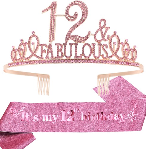 12th Birthday,12th Birthday Decorations for Girls,12 Birthday Tiara ...