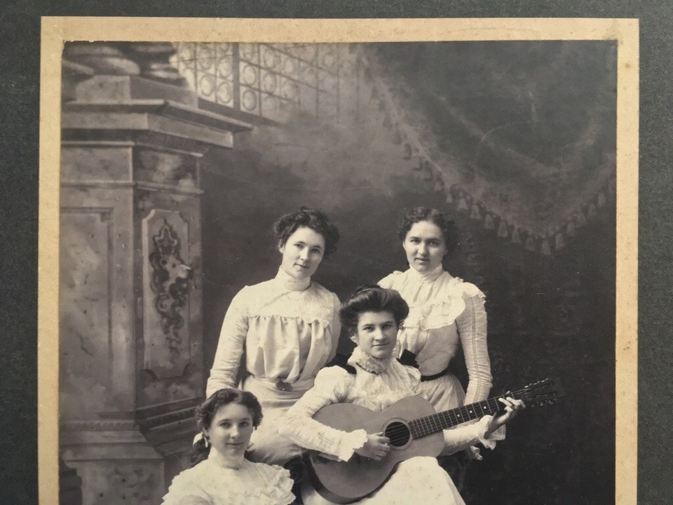Antique Photograph Portrait - Posing Women & Woman with Guitar by ...