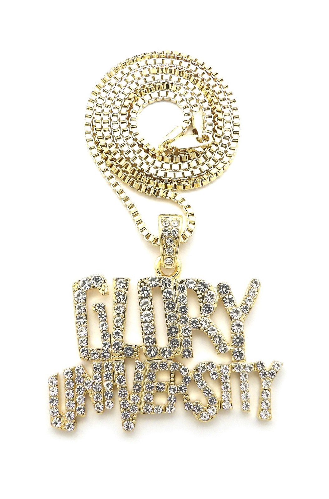 NEW ICED CHIEF KEEF GLORY UNIVERSITY PENDANT WITH 24" 2.5mm BOX CHAIN ...