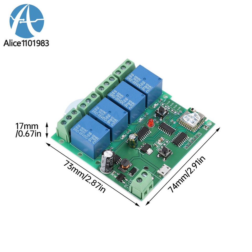 DC 7-32V 2/4 Channel Smart Switch WiFi Bluetooth Relay Module Remote ...