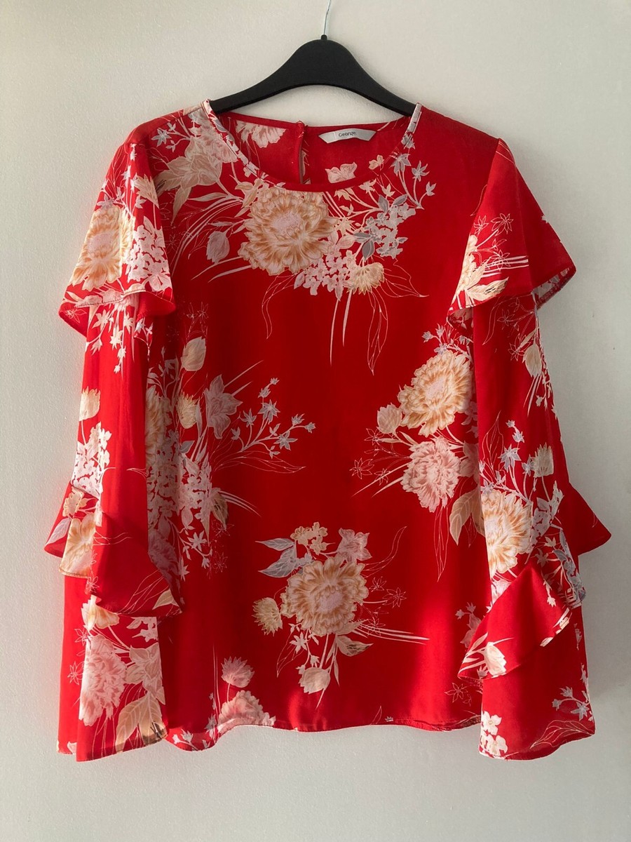 Red Chiffon Blouse Uk Plisse Bell Sleeves Chiffon Top And Pants Set In