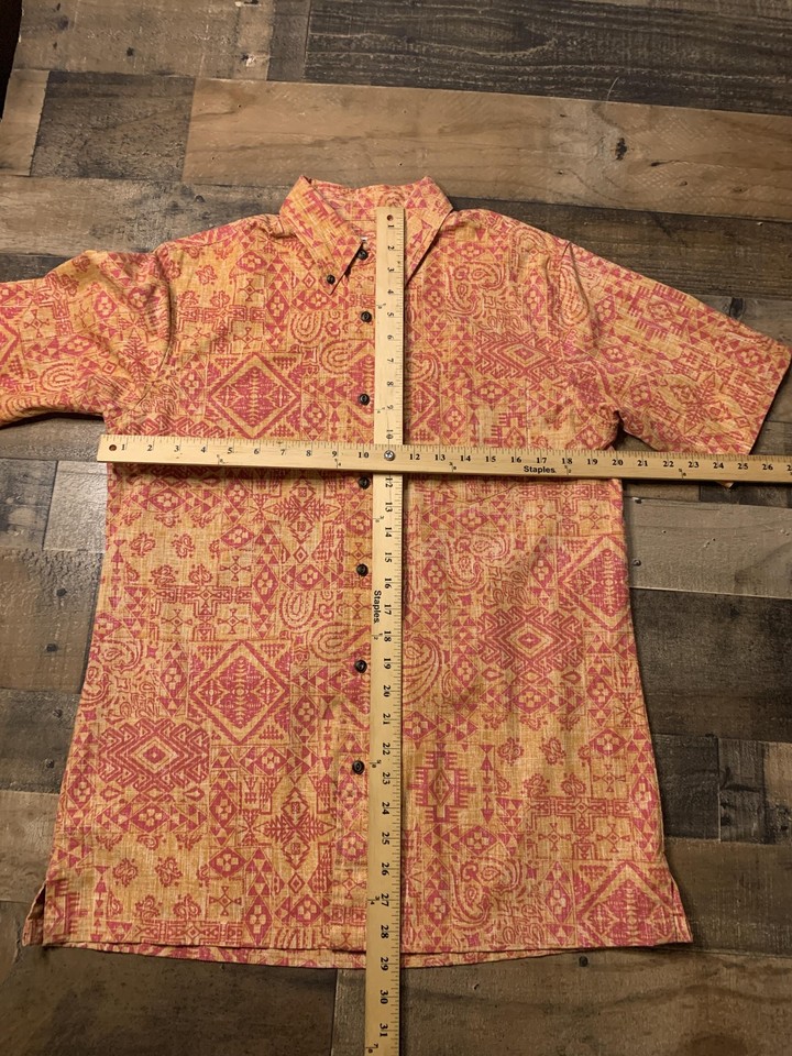 Reyn Spooner Surf Pendleton Shirt Mens Small Orange Geometric Aloha ...