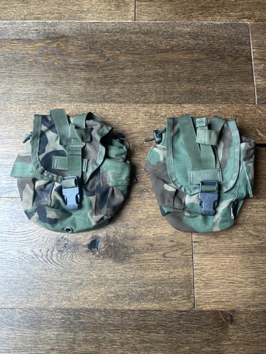 USGI Canteen/Utility Pouch x2 MOLLE II-M81 Camo Woodland/BDU Free ...