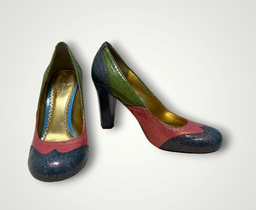 Hale Bob 8 M Spectator Color Block Pumps Shoes Blue Coral Green Wingtip ...