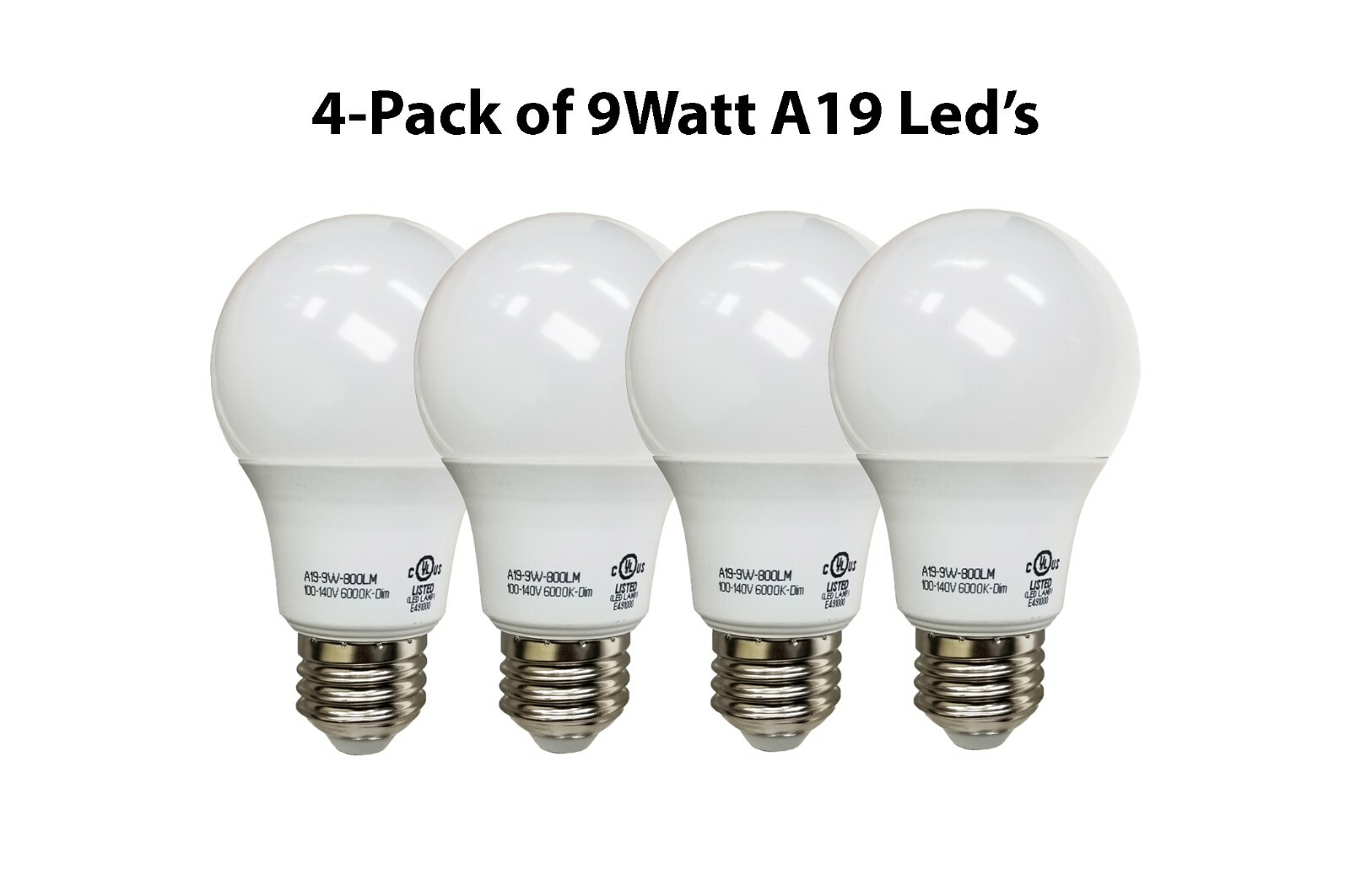 9 WATT A19 LED BULB, 3K to 6K, 60W EQUIVALENT, COOL WHITE BULBS, 4-PACK ...