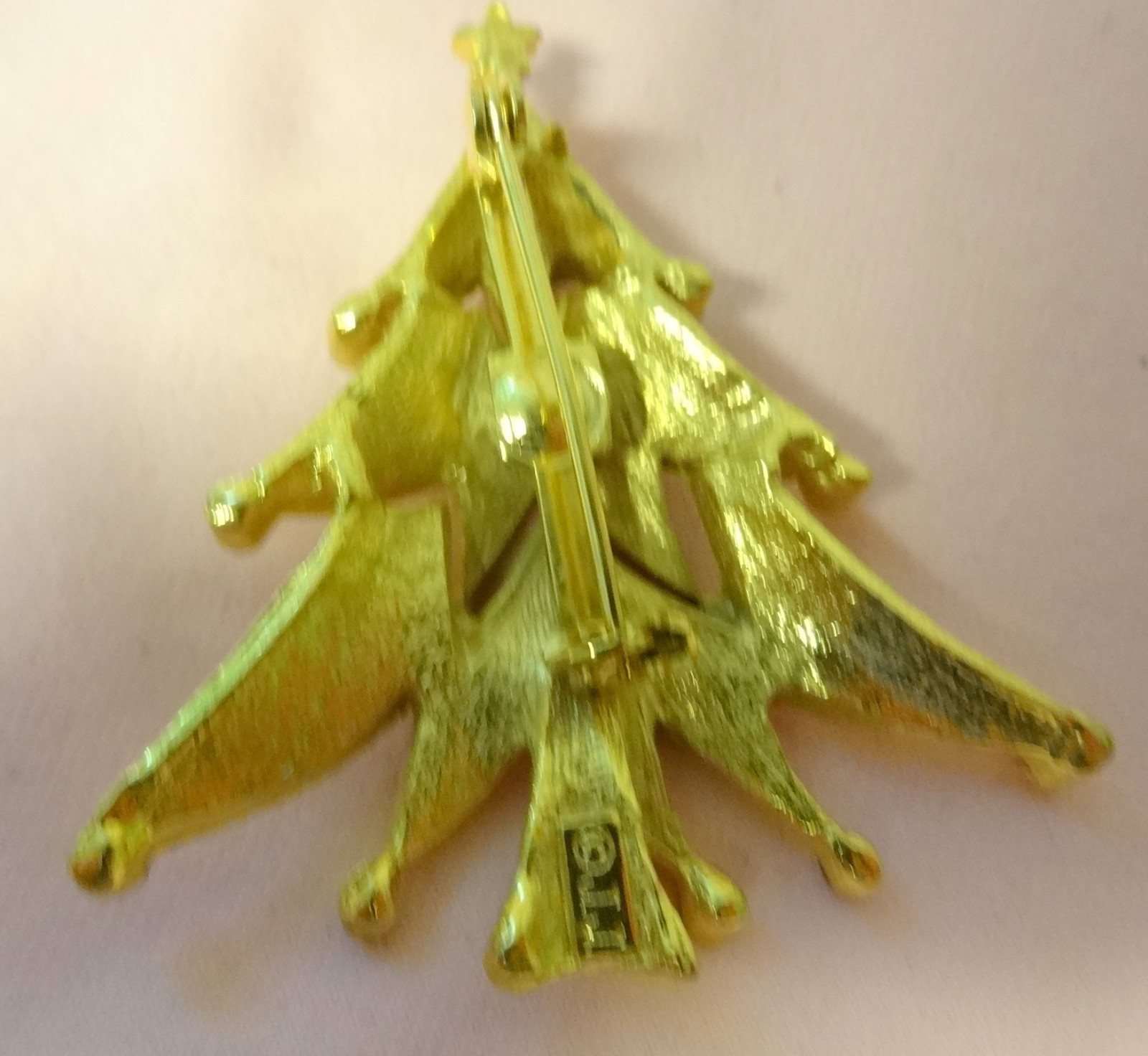 Vintage Signed JJ Rhinestone Blue Read White Christmas Tree Brooch Pin ...