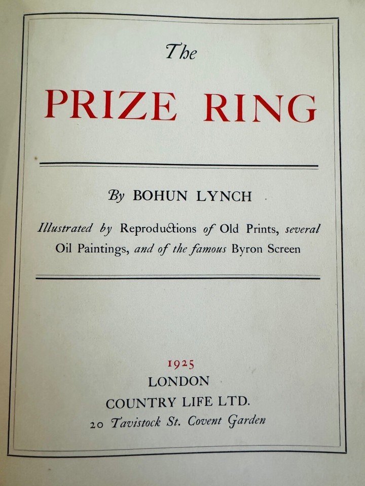 The Prize Ring by Bohun Lynch 1925 (Limited Edition Hardcover 359/750) rare! | eBay
