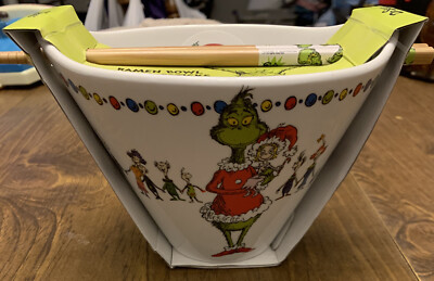 The Grinch Ramen Bowl And Chopsticks Holiday Serving bowl New | eBay