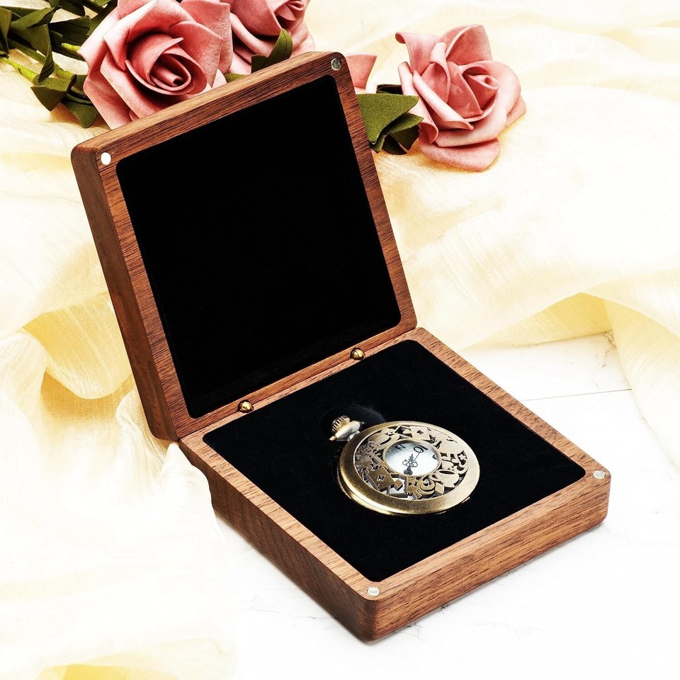 Walnut Wood Pocket Watch Box Portable Single Pocket Watch Display ...