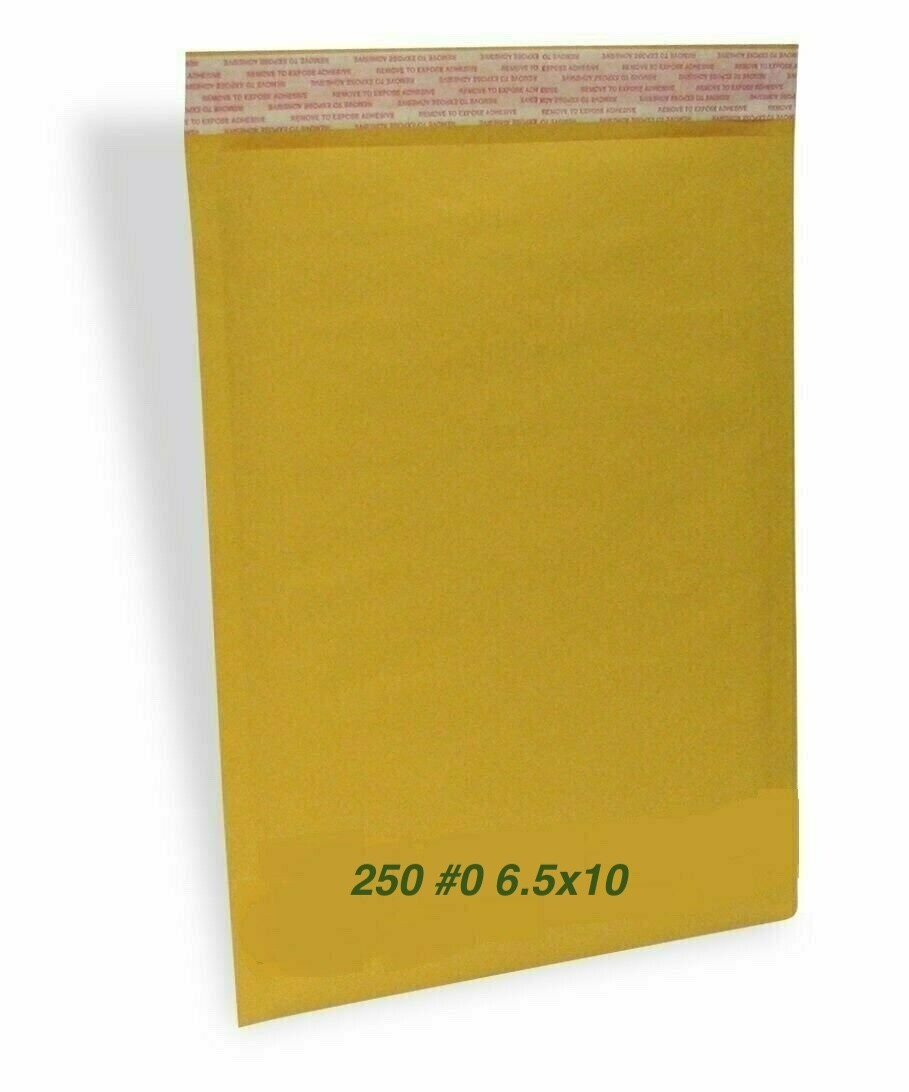 250 #0 6.5x10 Padded Envelopes Kraft Eco Bubble Mailers Lite Shipping 6 ...