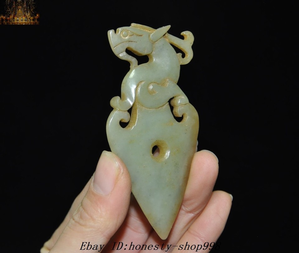 Old Chinese Dynasty Hetian jade Carved Dragon Handle Ax dagger weapon Funerary | eBay