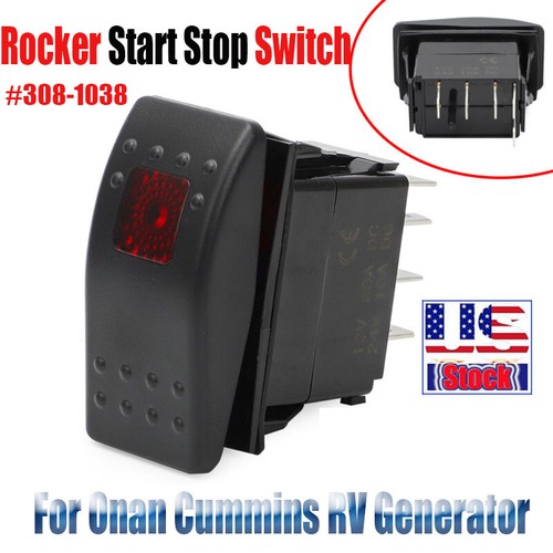 For Onan Cummins RV Generator Start Stop Rocker Switch Red Lens #308 ...