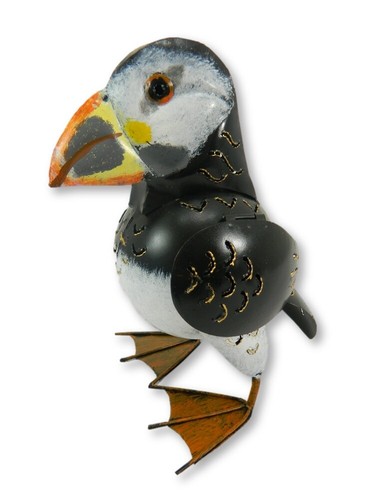 Metal Puffin Garden Ornament Tealight Candle Holder Standing Lantern ...