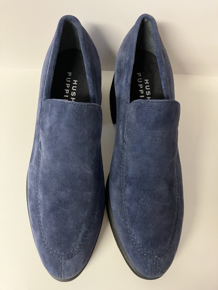 Hush Puppies Blue Suede Chunky Heel Casual Dress Shoes Women’s 9W | eBay