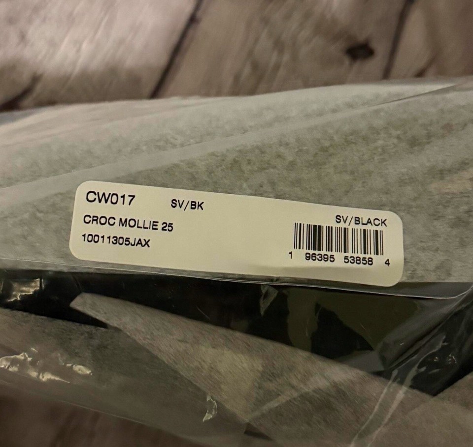 Coach Mollie 25 Womens Black/ Silver Croc Leather CW017 Zipper Tote Bag ...