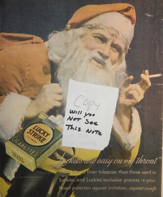 Vintage Cigarette Advertising Christmas Santa Claus Ad Lucky Strike c ...