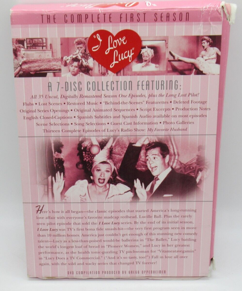I LOVE LUCY: THE COMPLETE FIRST SEASON, 7-DISC DVD SET, PILOT + 35 ...