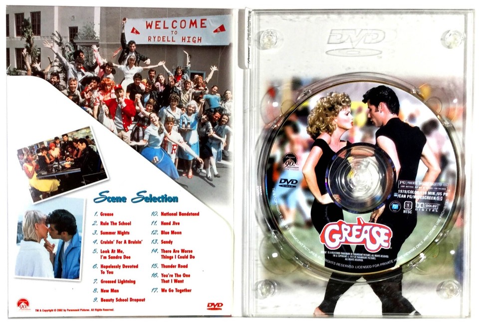 Grease (DVD,1978, Widescreen) Olivia Newton-John John Travolta | eBay
