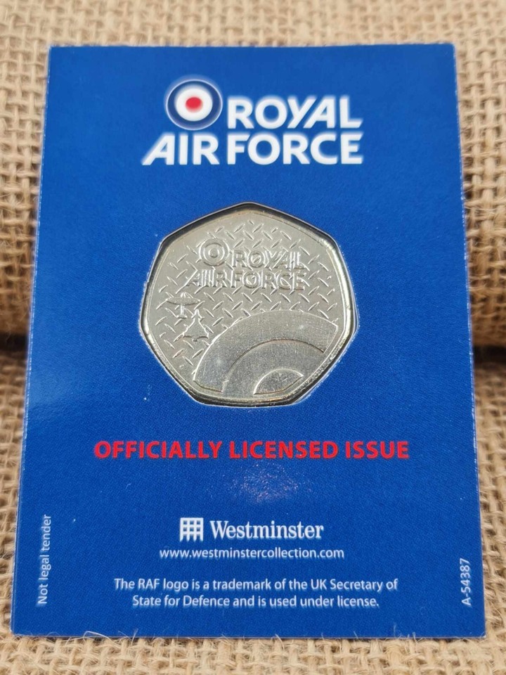 RAF Royal Air Force 50p Shap Coin Medal Colour Commemorative Plane ...