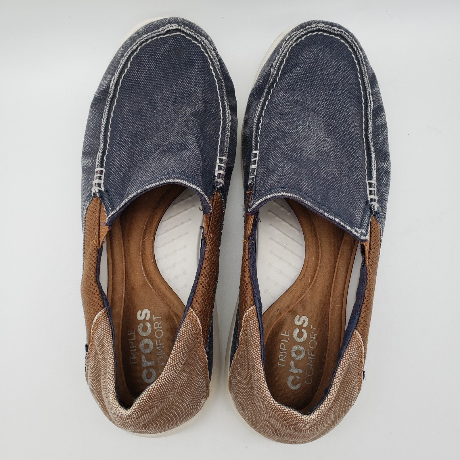 Crocs Mens Triple Comfort Canvas Loafers Size 9 Blue … - Gem