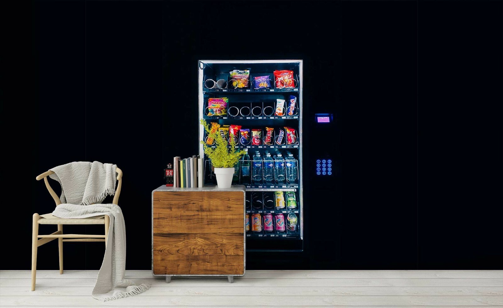 3D Black Vending Machine Self-adhesive Removeable Wallpaper Wall Mural ...