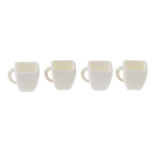 4Pcs 1:12 Dollhouse Miniature Cup White Square Cup Tea Cup Coffee Cup ...