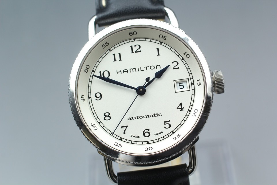 [Near MINT] Hamilton H782150 Khaki Navy Pioneer Automatic White Dial ...