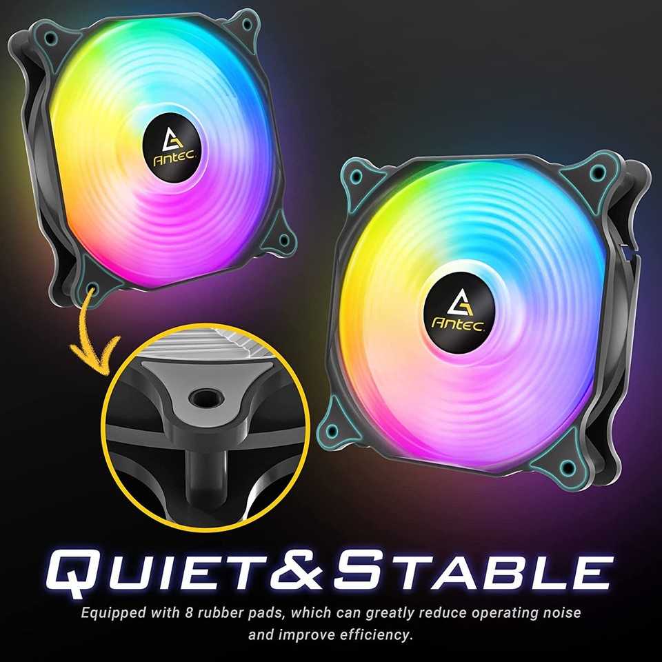 Antec RGB Fans, PC Fans, 120mm Fan, 120mm Case Fan 3 Packs, Case Fans 3 ...