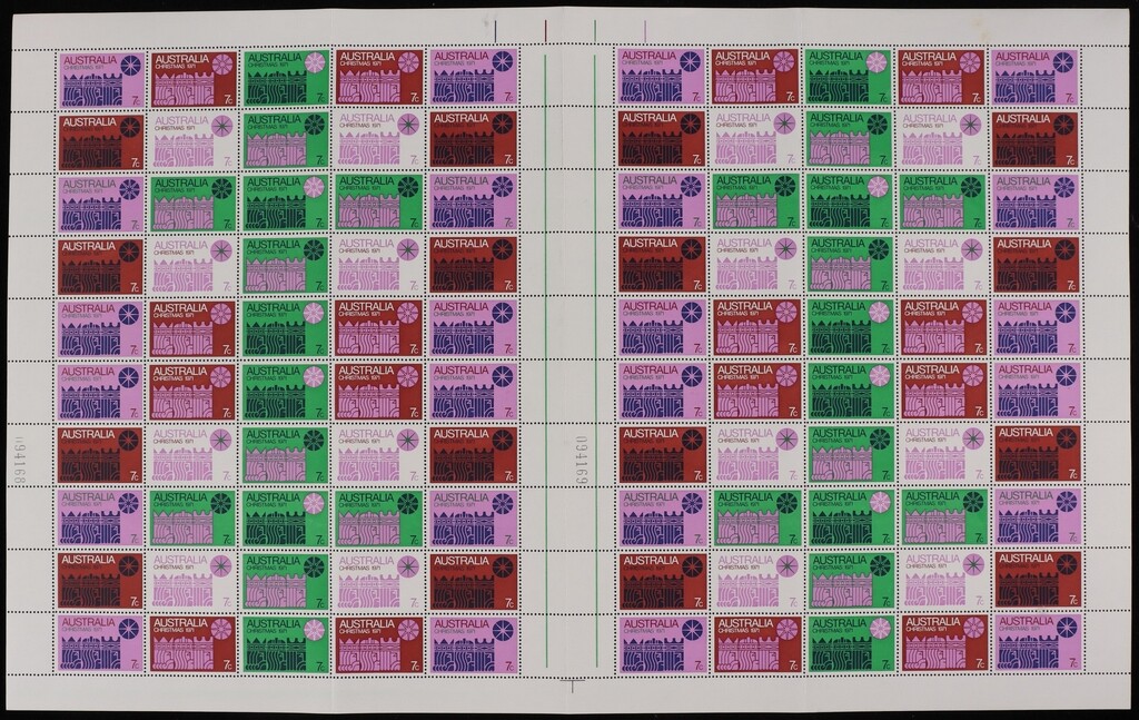 AUSTRALIA 1971 Christmas 7c sheet with varieties MNH **. ACSC cat $500 ...