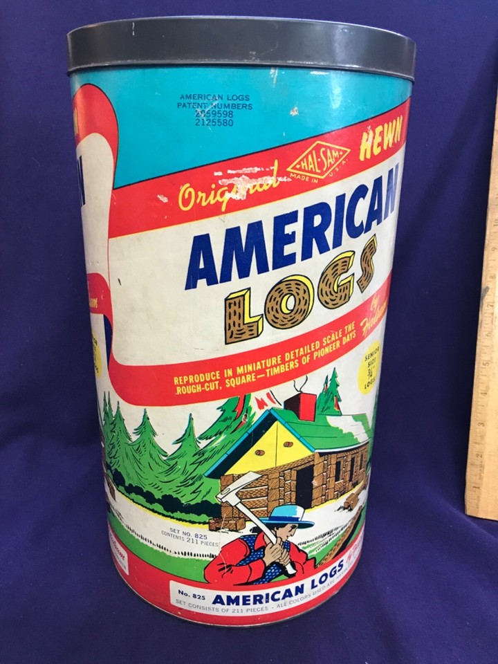 VINTAGE HALSAM NUMBER 825 HEWN AMERICAN LOGS SET SENIOR SIZE ORIGINAL ...