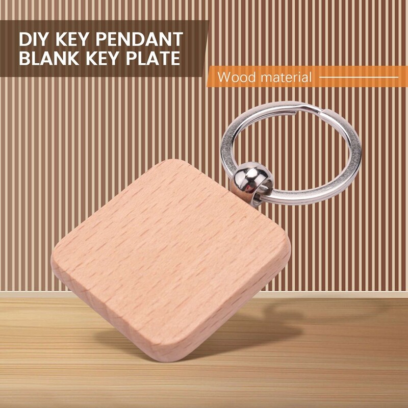 50Pcs DIY Blank Wooden Keychain Square Key Wooden Key 40 x 40 mm ...