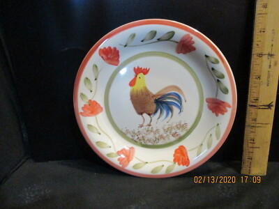 Tabletops Unlimited Gallery "FLORA ROOSTER" Hand Painted SALAD PLATE (s ...