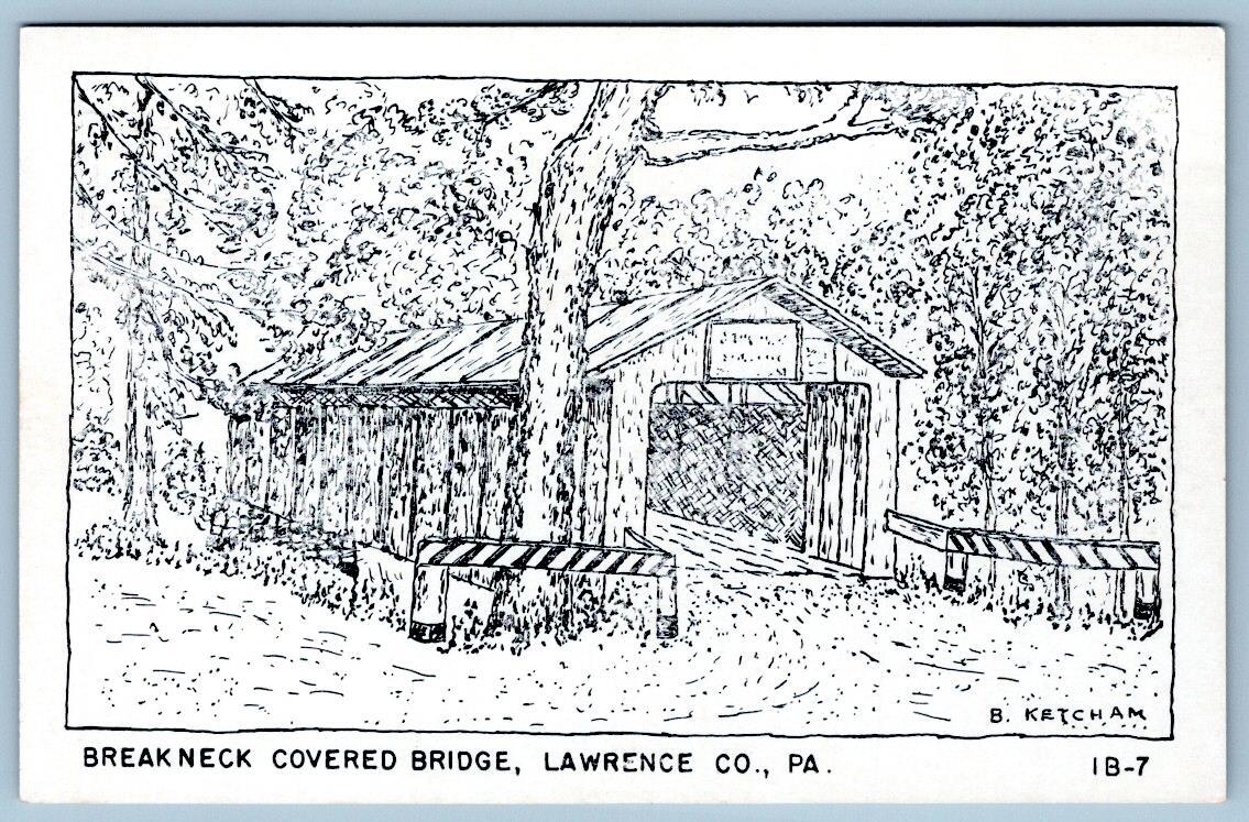 BREAKNECK COVERED BRIDGE LAWRENCE COUNTY PA BRYAN KETCHAM HAND PRINTED ...