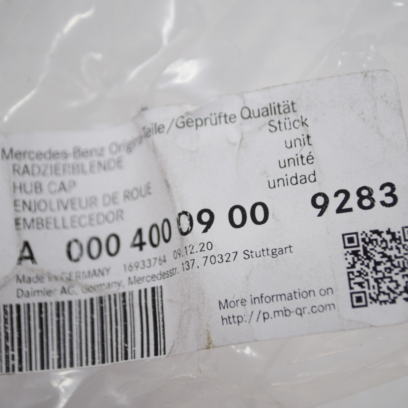 MERCEDES-BENZ C W204 Wheel Hub Cover Cap 4pcs A00040009009283 NEW OEM ...