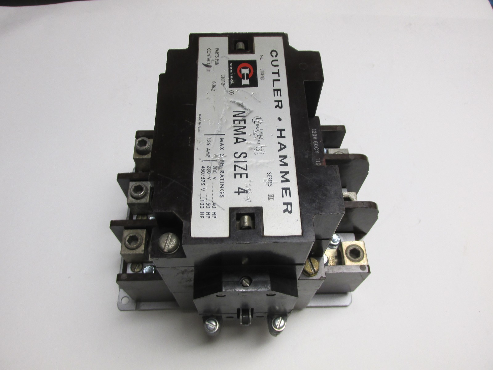 * Cutler-Hammer Contactor Nema 4, 120V Coil Cat# C10FN3 .. ZC-79 | eBay