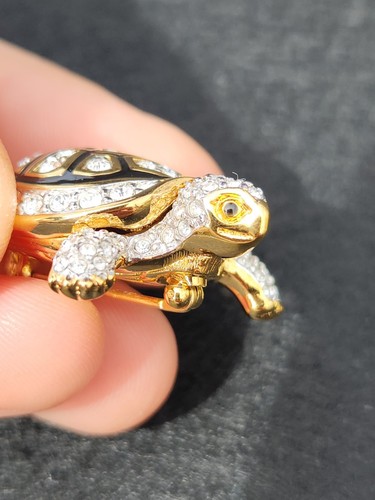 Swarovski Swan Signed Gold Tone Clear Crystals Turtle Brooch | eBay