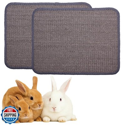 2 Pcs Grey Rabbit Scratcher Mat, Natural Sisal Cat Bunny Rabbit ...