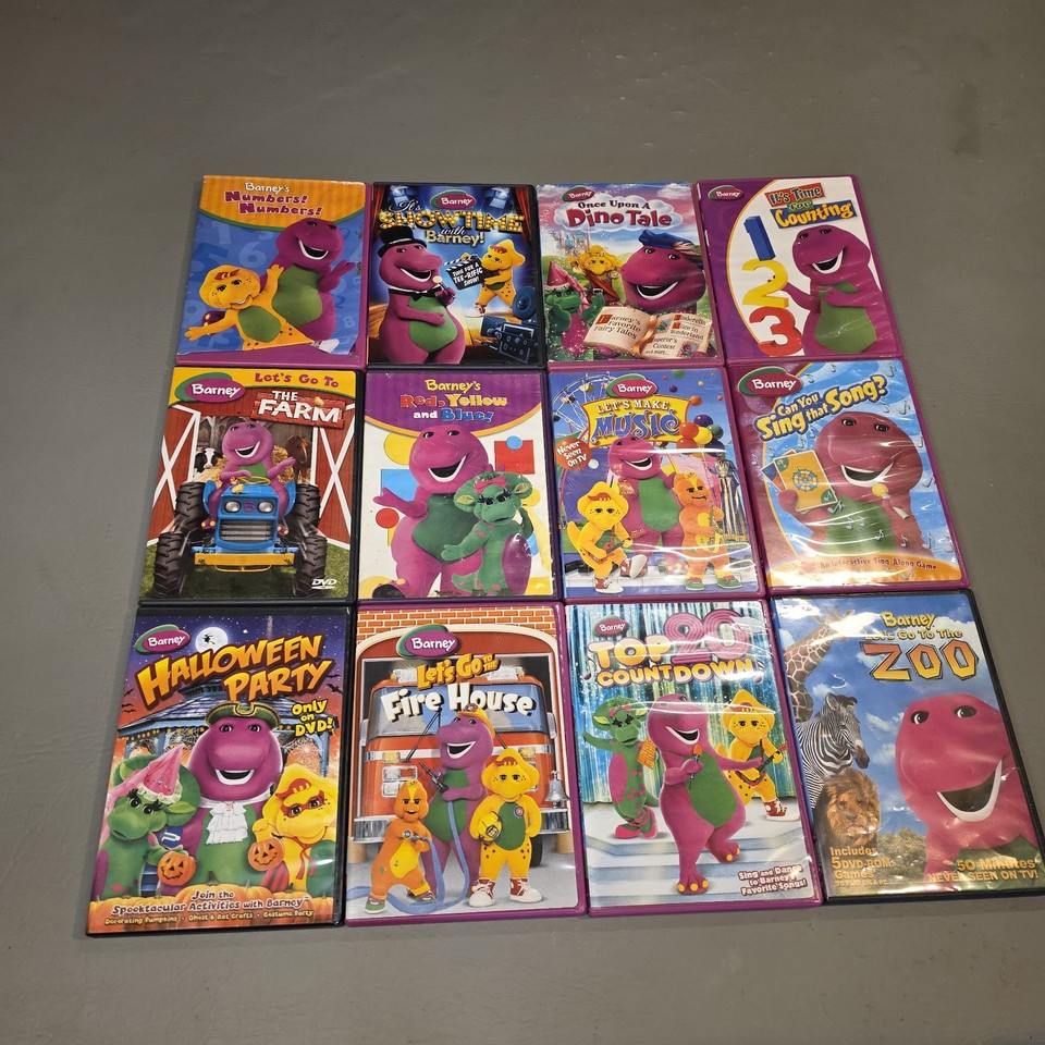 Barney DVD Lot Of 12 Showtime Singing Halloween Dino Firehouse Counting ...