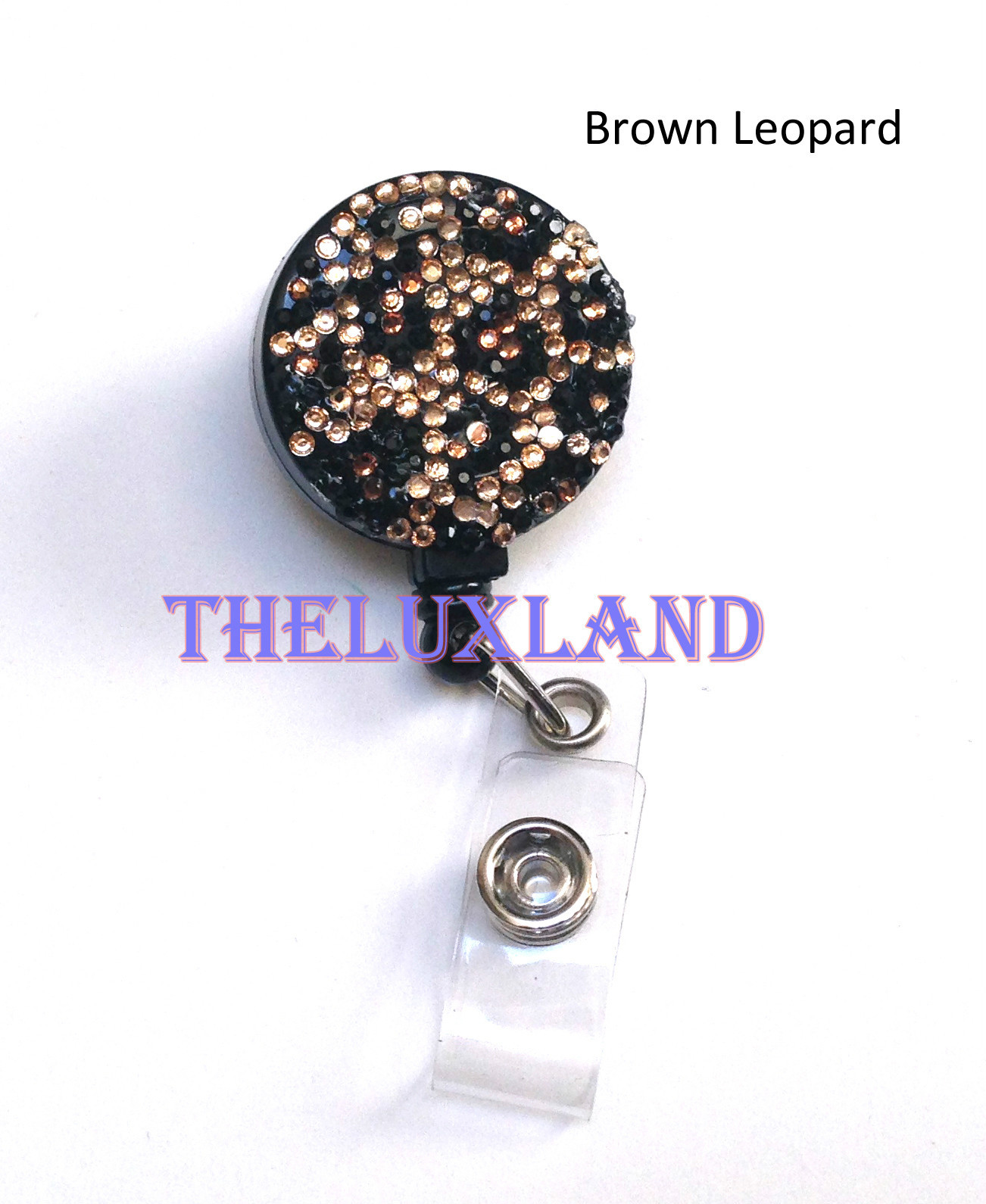 Mini Rhinestone Bling Crystal reel retractable ID badge holder