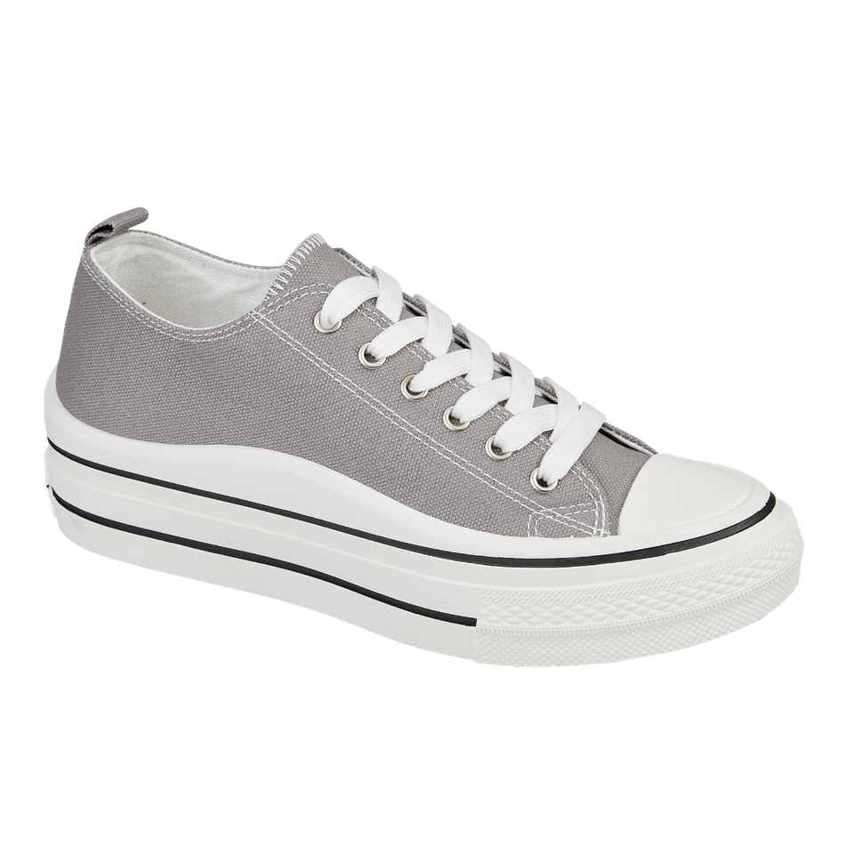 Ladies Canvas Trainers Platform Sneakers Plimsolls Lace Up Pumps Women ...