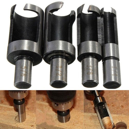 4 Size Wood Plug Hole Cutter Wooden Dowel Cutting Drill Bits Tools 10mm ...